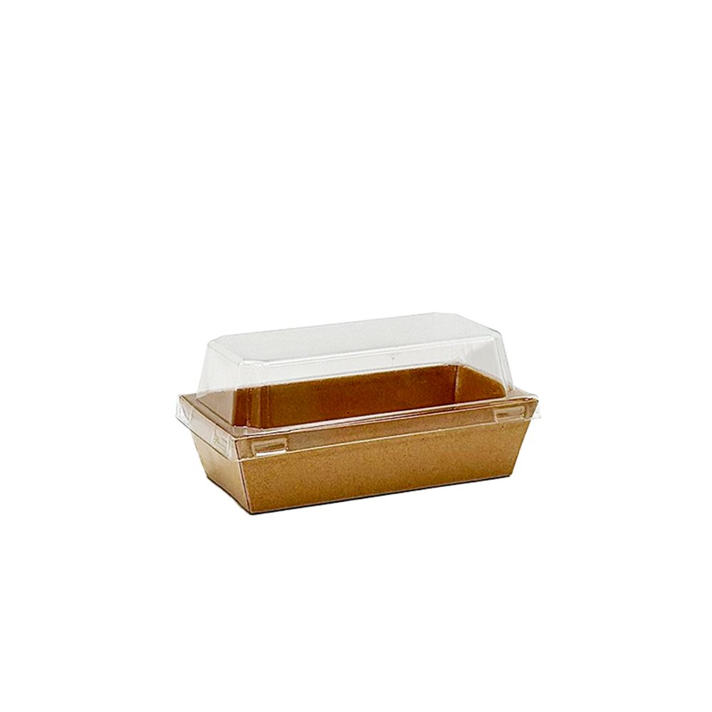 13x7.5cm Rectangular Kraft Paper Tray With Clear Lid