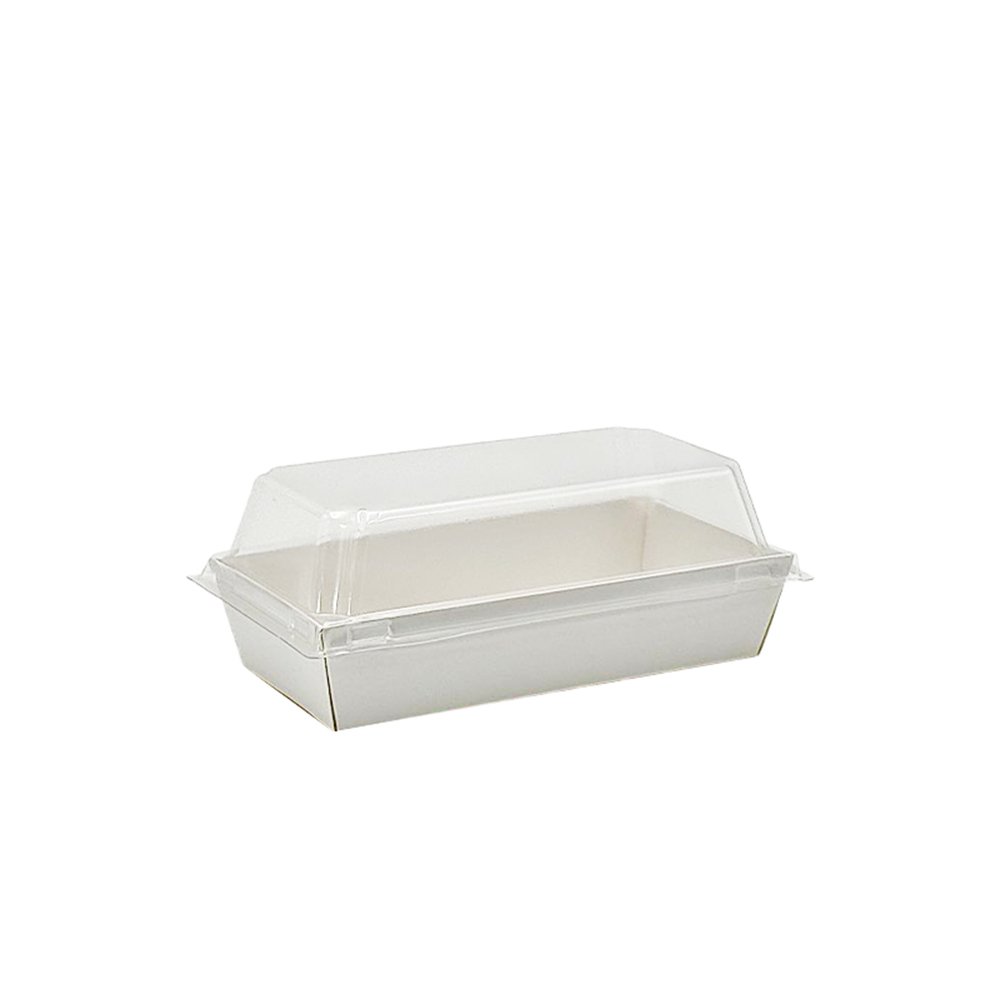 15x8.5cm Rectangular White Paper Tray With Clear Lid