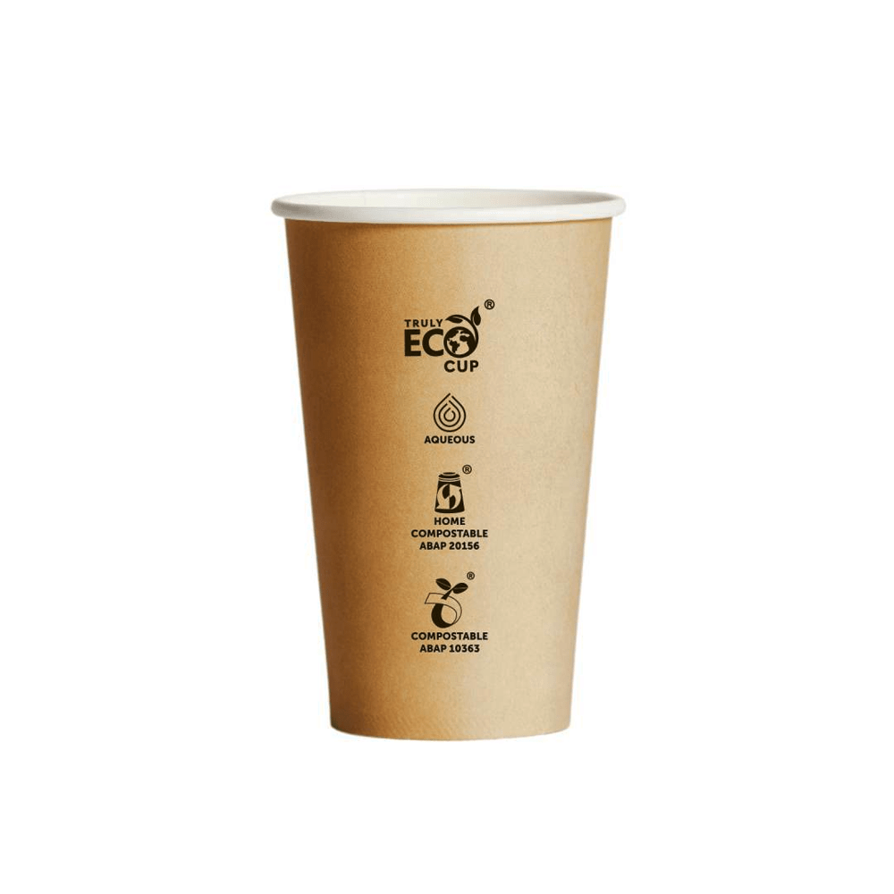 16oz Truly Eco® Aqueous Single Wall Paper Cup Kraft Printed - 1000/CTN ...