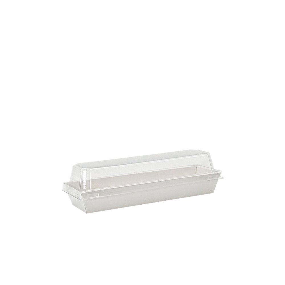 18x55cm Rectangular White Paper Tray With Clear Lid - TEM IMPORTS™