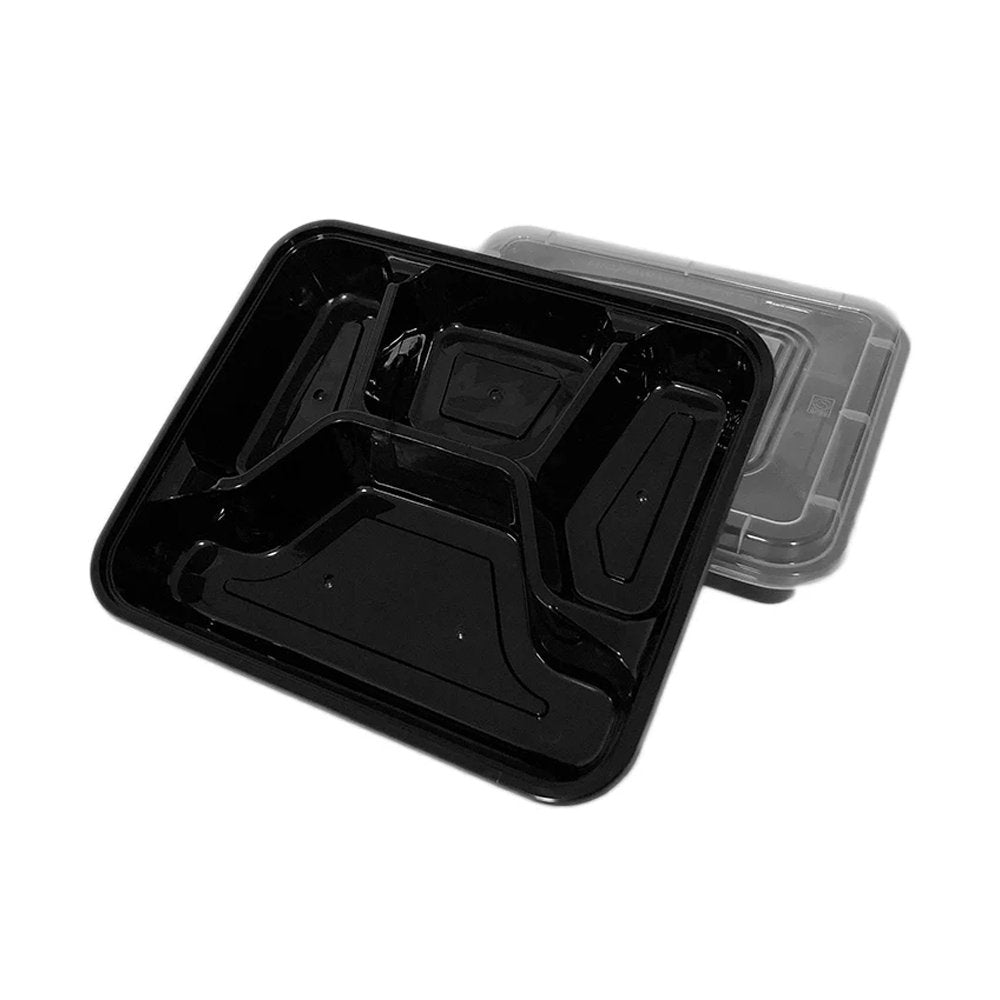 4 Compartment Black Takeaway Bento Box With Lid