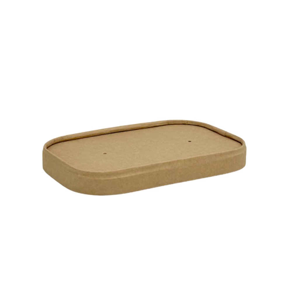 500mL-1000mL Takeaway Rectangular Kraft Paper Lid - 300/CTN