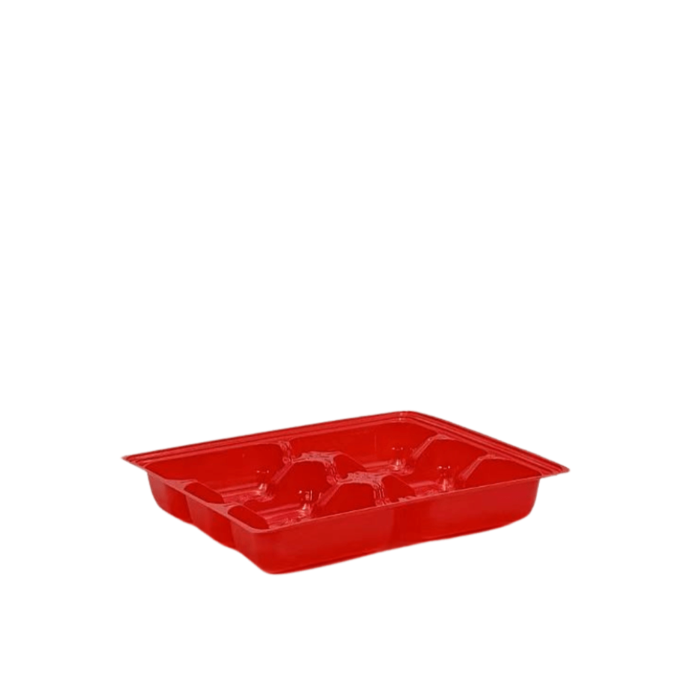 6 Cavity RPET Oyster Tray Red - 800/CTN - TEM IMPORTS™