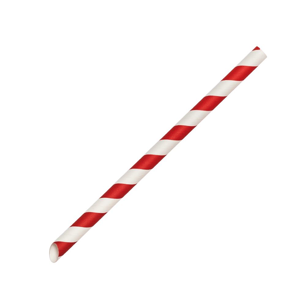 8mm Slant Cut Paper Straw Red Stripe - TEM IMPORTS™