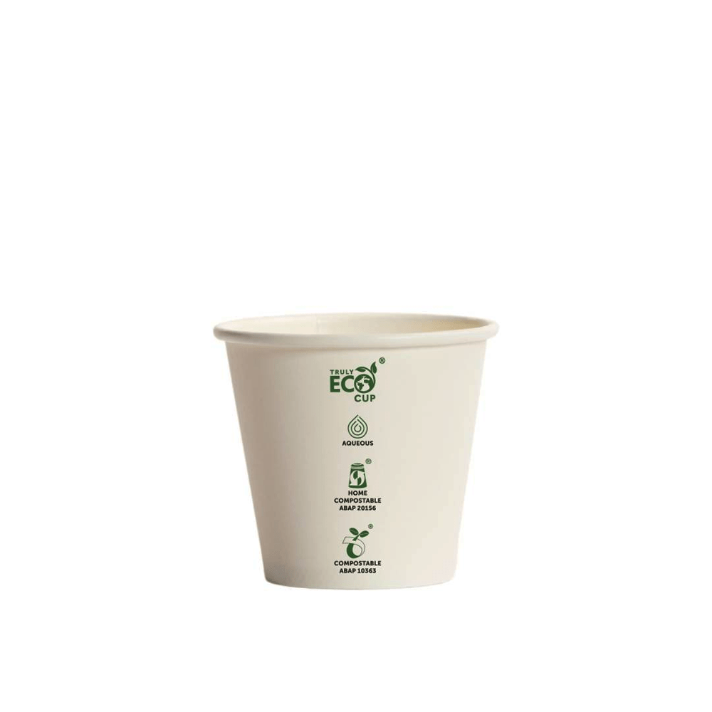 8oz (90mm) Truly Eco® Aqueous Single Wall Paper Cup White - 1000/CTN