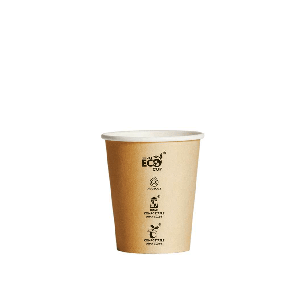 8oz Truly Eco® Aqueous Single Wall Paper Cup Kraft Printed - 1000/CTN