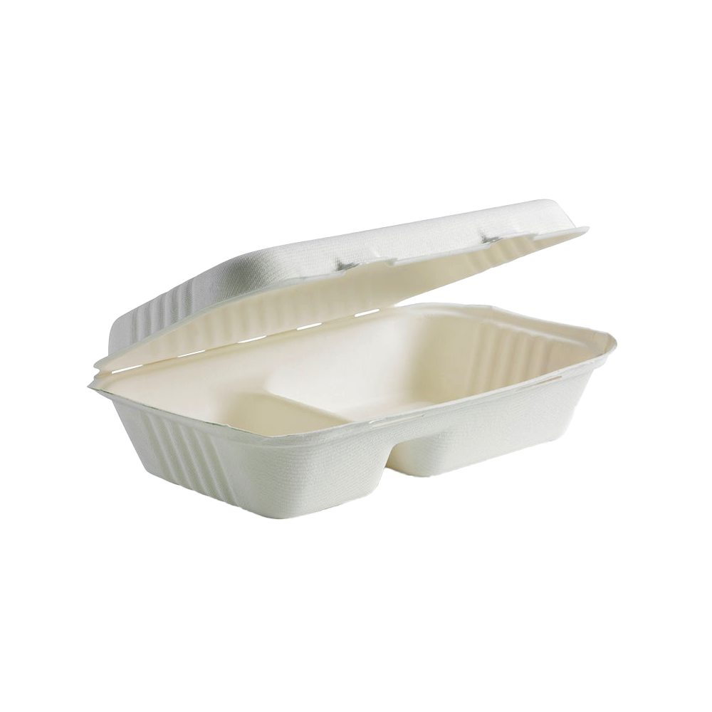 Sugarcane Snack Pack 2 Compartment Food Clam - 250/CTN