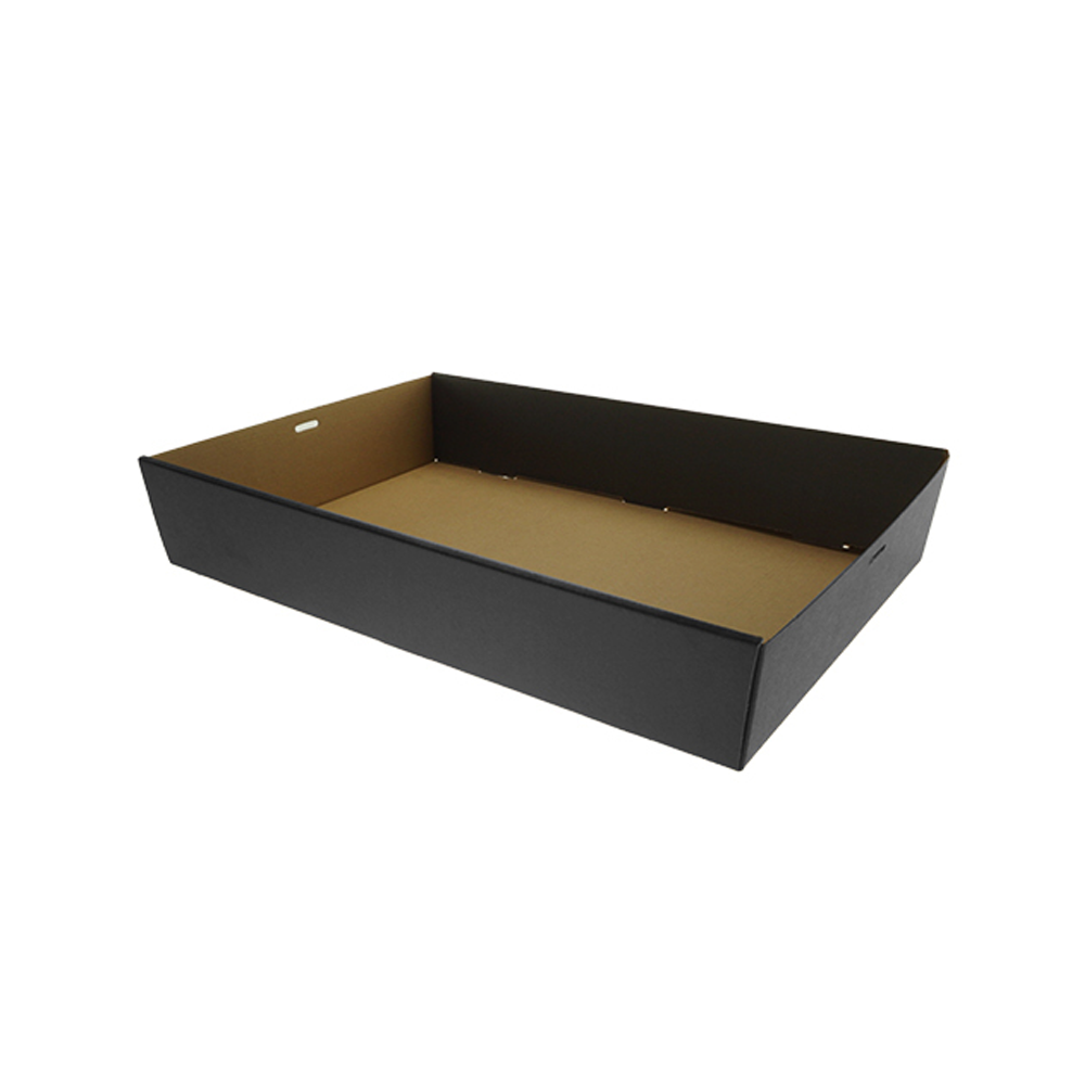 Black Corrugated Rectangle Catering Tray - Medium Plus - TEM IMPORTS™