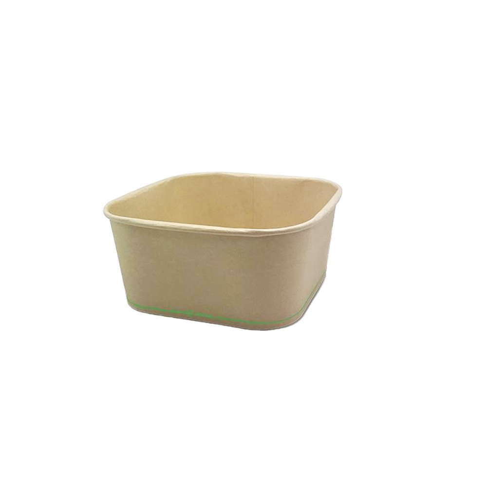 1400mL BioPBS Coated Bamboo Paper Square Container - 300/CTN
