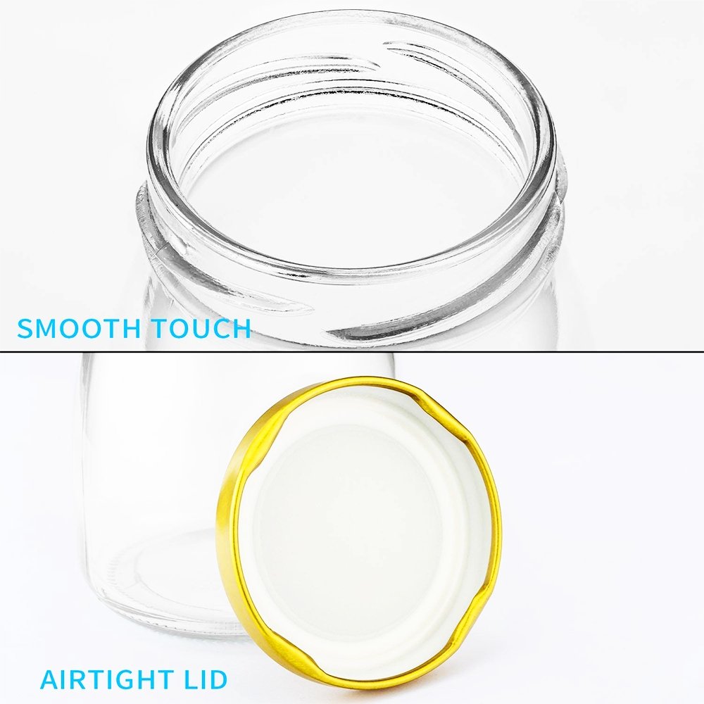 200mL Glass Jar With Gold Metal Twist Lid - TEM IMPORTS™