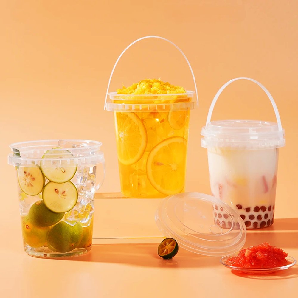 24oz/700mL Clear Round Tamper Proof Bucket Fruit Tea - TEM IMPORTS™