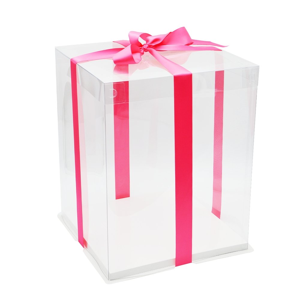 31x31x40 Transparent Square Box With Clear Lid - TEM IMPORTS™