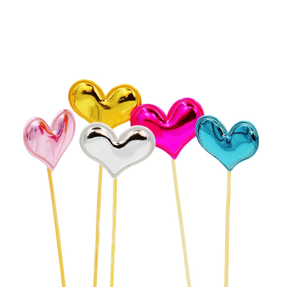 Assorted Colour Heart Pillow Cake Topper Set