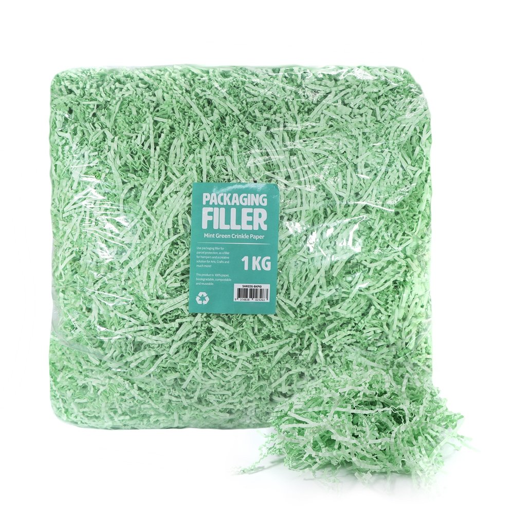 Mint Green Crinkle Paper Shreds Fillers - 1Kg
