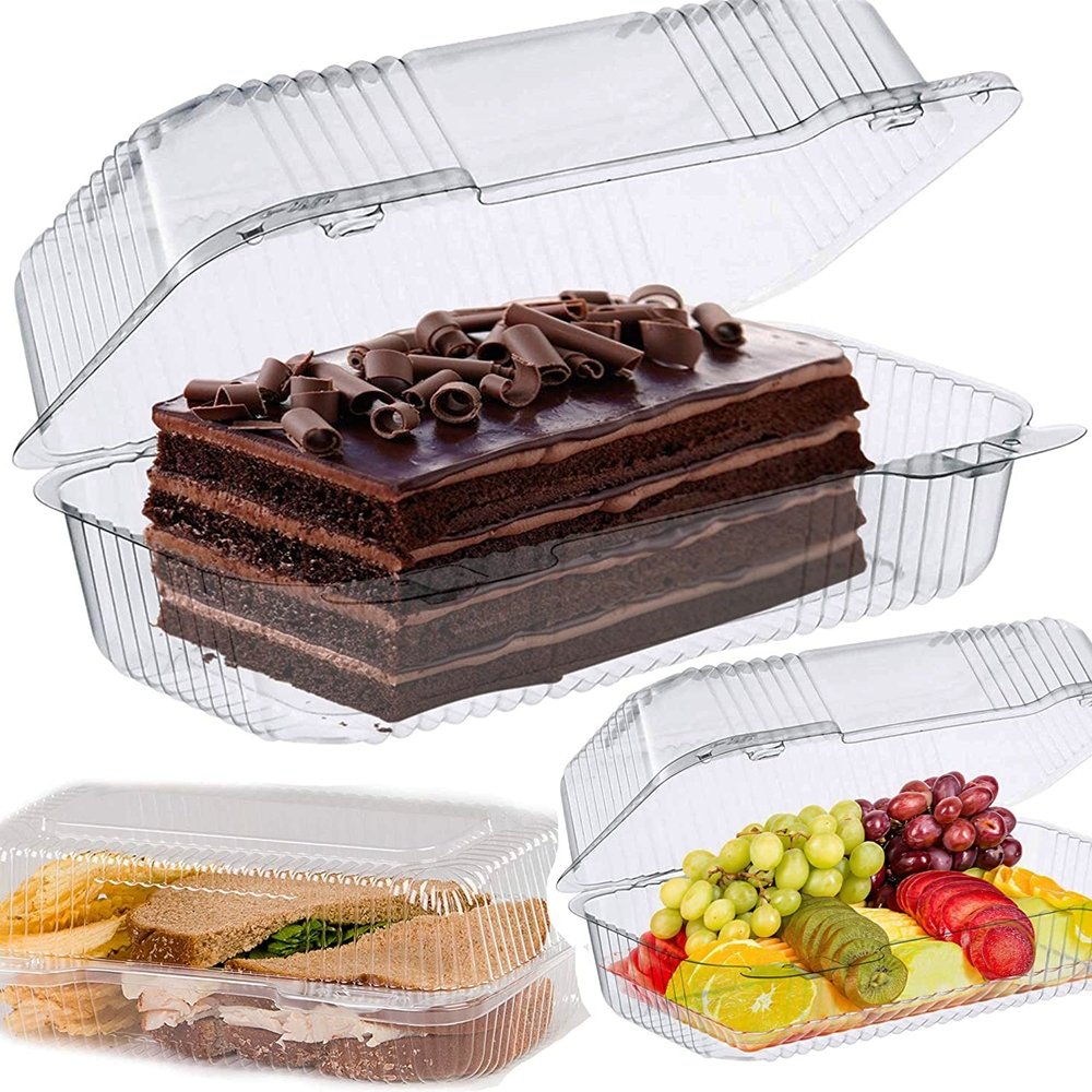 Large Rectangular Plastic Cake Hinged Container - TEM IMPORTS™