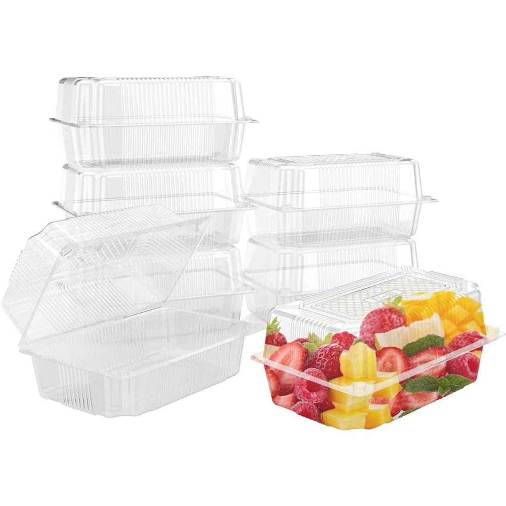 Rectangular Plastic Bar Cake Hinged Container - TEM IMPORTS™