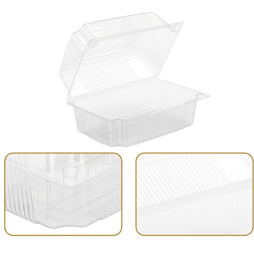 Rectangular Plastic Bar Cake Hinged Container - TEM IMPORTS™