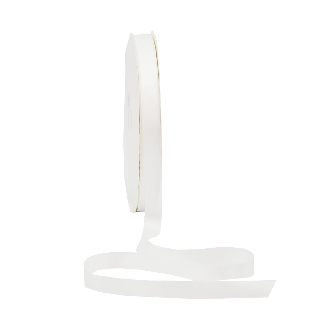 Satin Double Faced Woven Edge Ribbon-White - TEM IMPORTS™