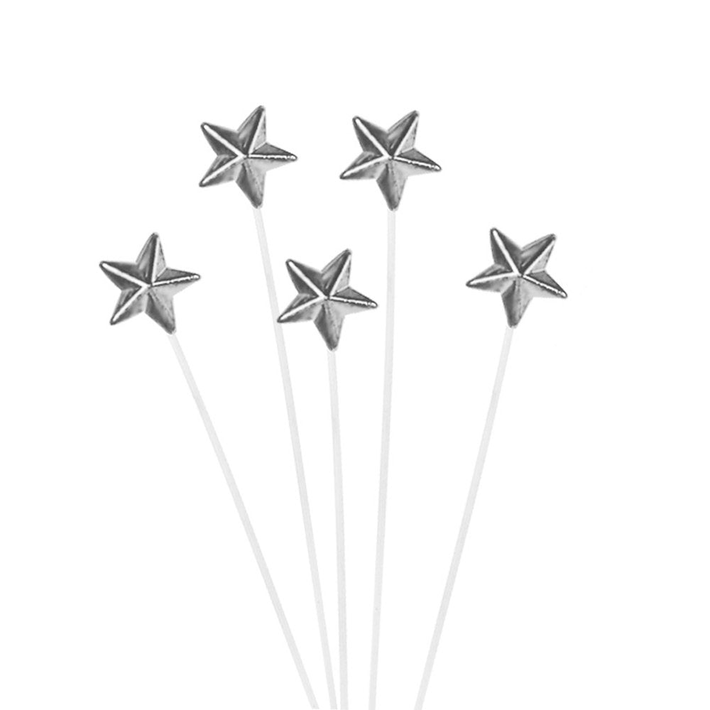 Mini Silver Star Cake Topper Set