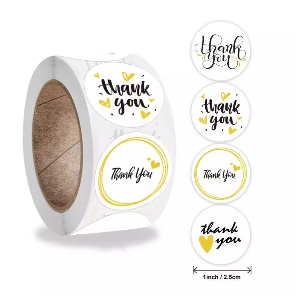 White Seal Label Stickers Roll Simple 'Thank You' - TEM IMPORTS™