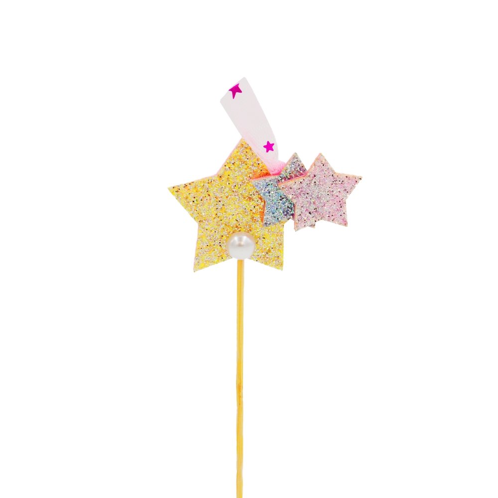 Three Stars Yellow With Lace Cake Topper